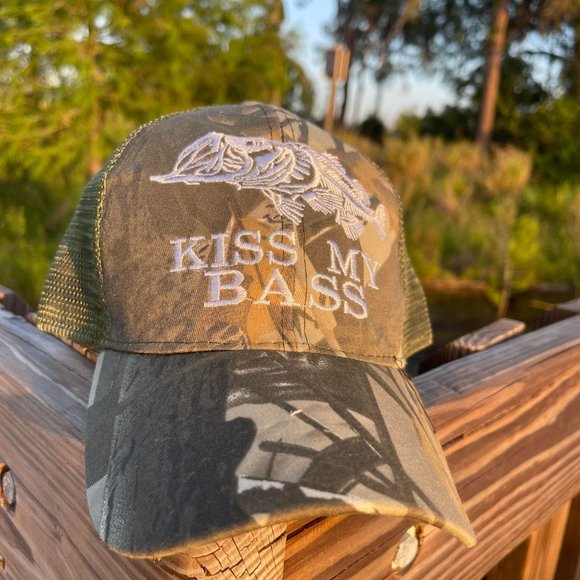 Accessories | Embroidered Camouflage Kiss My Bass Hat Adjustable Mens ...